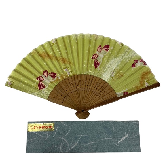 Other | Cloth Hand Fans With Bamboo Slatsyellow | Poshmark